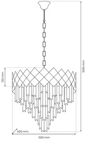 Lustr Carisma II, 1x křišťálové/chromové kovové stínítko, (fi 50cm), ch