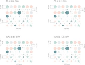Hvězdičky a puntíky samolepky na zeď arch 75 x 61 cm