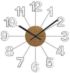 VLAHA DESIGN VCT1070 - Dřevěné stříbrné hodiny vyrobené v Čechách