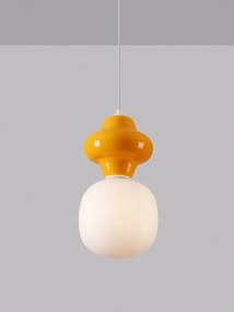 Bílé/oranžové keramické závěsné svítidlo se skleněným stínidlem ø 18 cm Clio – Nova Luce