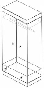 šatní skříň masiv borovice 2 dveřová Corona 162820 vosk