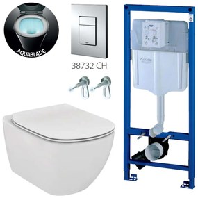 Grohe G + IS 3 - set 5v1- Rapid SL pro WC + tlačítko + úchyty + závěsné WC Tesi s AQUABLADE + WC sedátko ultraploché Soft-Close