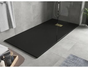 Mexen Hugo, obdélníková sprchová vanička SMC 180 x 90 cm, černá, zlatá krytka, 42709018-G