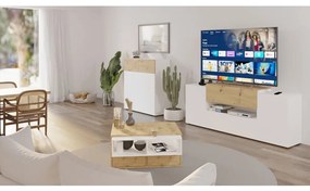 FMD TV/Hi-Fi skříňka 182x33x70,2 cm bílá a dub artisan