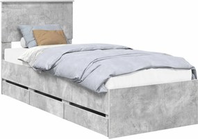 Rám postele s čelo Betonově šedá 75 x 190 cm Inženýrské dřevo 3410759