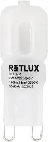 RETLUX RLL 461 G9 2W LED / 170 lm / 3000K - teplá bílá