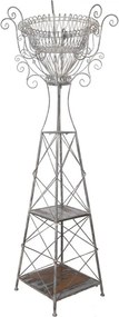 Šedý antik kovový stojan na květinu Brocante - 89*89*230 cm