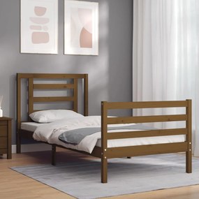 Rám postele s čelem medově hnědý 100 x 200 cm masivní dřevo,  3194694 HangarStore.cz