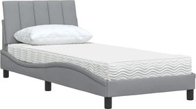 Postel s matrací Hanko světle šedá 90 x 200 cm textil 3310503