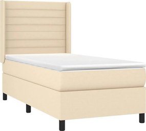 Box spring postel s matrací a LED krémová 90x190 cm textil 3138362