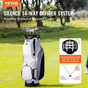 91,4 cm taška na golfový vozík 14cestný organizér Dělič Top 13 kapes Bílý nylon