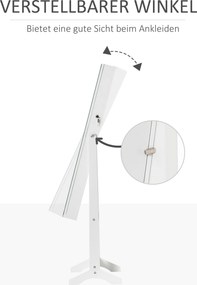 HOMCOM šperkovnice se zrcadlovou skříňkou s LED, stojací zrcadlo se 4 policemi, 46 x 36,5 x 151,5 cm