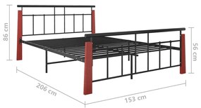 Rám postele kov a masivní dubové dřevo 140 x 200 cm,  324893 HangarStore.cz
