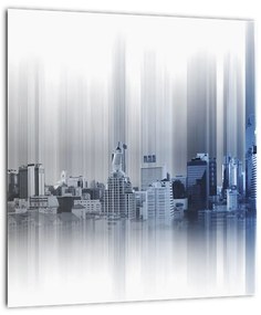 Obraz - Panorama města, modro-šedé (30x30 cm)