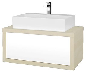 Dřevojas Koupelnová skříň STORM SZZ 80 (umyvadlo Kube) Varianta: N07 Stone / L01 Bílá vysoký lesk