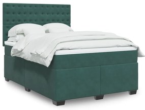 Box spring postel s matrací tmavě zelená 160x200 cm samet 3293269