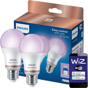 2x Led žárovka E27 A60 8,5W 60W 2200-6500K Rgb Smart WiFi Philips WiZ