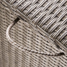 Zahradní úložný box, polyratan, kolečka, 117 x 53 x 60 cm, krémový 106707