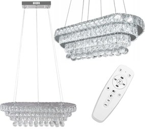 Toolight, Křišťálové závěsné stropní svítidlo LED 102W + dálkové ovládání APP417-CP, chromová, OSW-65015