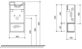 Bílá závěsná skříňka bez umyvadla 30x53 cm Latus Xi – Sapho
