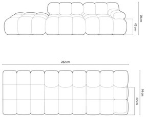 Světle šedá modulární pohovka z textilie bouclé 288 cm Bellis – Micadoni