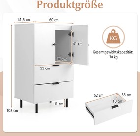 Costway Příborník dřevěný s kovovými nohami bufetová skříňka se zásuvkami