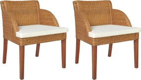 vidaXL Jídelní židle s poduškami 2 ks ratan [325488] Barva: Hnědá