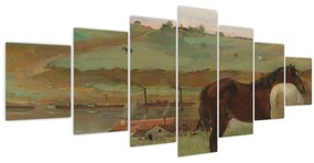 Obraz - Edgar Degas, Horses in a Meadow, reprodukce (210x100 cm)