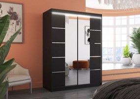ADRK Furniture Posuvná skříň se zrcadlem a LED osvětlením NORDIC 150 SW-NOR-B-150+L-V216