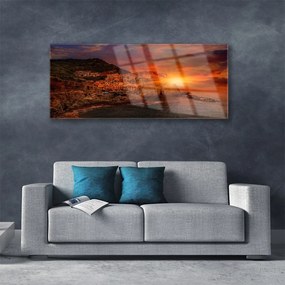 akrylový obraz Moře Město Krajina 125x50 cm