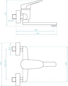 Kuchinox Oris, nástěnná umyvadlová baterie, chromová, LAV-BQO_050D