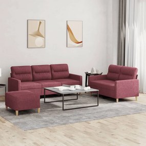 3dílná sedací souprava s poduškami vínová textil 3201614