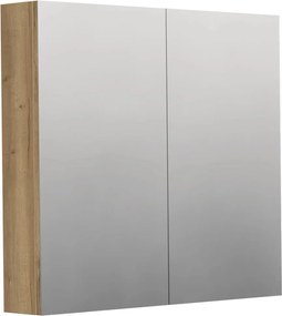 INTEDOOR Zrcadlová skříň BEE, 2 dveře, el.zásuvka, IP44, š. 80cm, dub Halifax