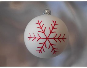 Vánoční koule 8 cm dekor vločka/stromek SET/6ks - červená vločka