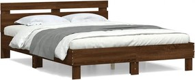 Rám postele s čelem hnědý dub 140 x 190 cm kompozitní dřevo 3207440