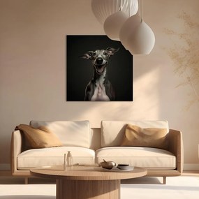 Obraz AI chrtí pes - portrét široce se usmívajícího zvířete - čtverec