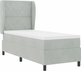 Postel s boxspringem s čelo Světle šedá 200 x 80 cm samet 3340844