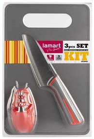 Lamart | Lamart - Kuchyňská sada 3 ks - nůž, brousek a prkénko | FT0552