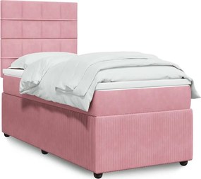 Box spring postel s matrací růžová 100x200 cm samet 3294567