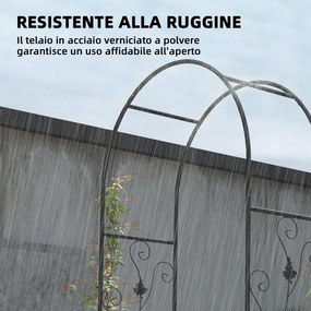 Zahradní oblouk Outsunny s brankou, trellis pro popínavé rostliny, kovový oblouk pro svatby a oslavy, 2,2x1 m, Černý