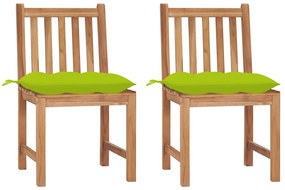 Zahradní židle 2 ks s poduškami masivní teakové dřevo,  3062942
