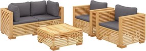 5dílná zahradní sedací souprava s poduškami masivní teak 3100870