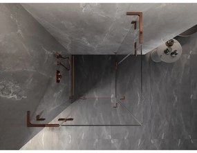 Mexen Lunar, L Duo výklopný sprchový kout 75 x 75 cm, 8mm čiré sklo, profil růžové zlato, 834L-075L-075P-60-00