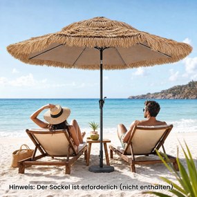 Costway Slunečník Hawaii 290 cm 30° naklápěcí se solárním LED osvětlením světle
