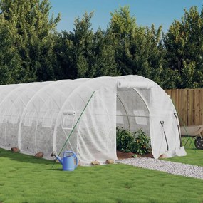 Skleník s ocelovým rámem bílý 24 m² 8 x 3 x 2 m 3188052