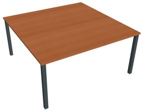 Dvojstůl pracovní rovný 160×160 cm - Hobis Uni USD 1600 Dekor stolové desky: třešeň, Barva nohou: černá