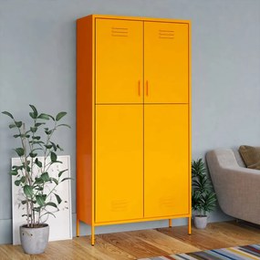 Šatní skříň hořčicově žlutá 90 x 50 x 180 cm ocel 336245