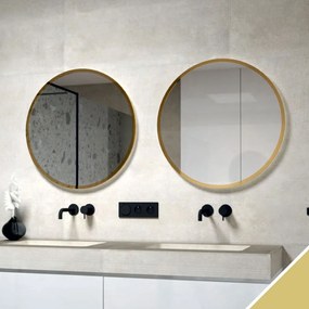 BPS-koupelny Zrcadlo ve zlatém kovovém rámu s LED podsvícením po obvodu Nikoletta LED 17 GOLD Typ: bez vypínače, Rozměry (cm): 60x60 - (Nikoletta LED 17/60 GOLD)