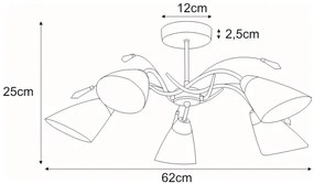 KEJO Závěsný pětiramenný lustr TAURUS, 5xE14, 40W, chromovaný K-JSL-72018/5C CHR