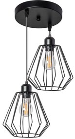 Toolight, Závěsné stropní svítidlo s dvojitým kovovým podkrovím 392196, černá, OSW-04002